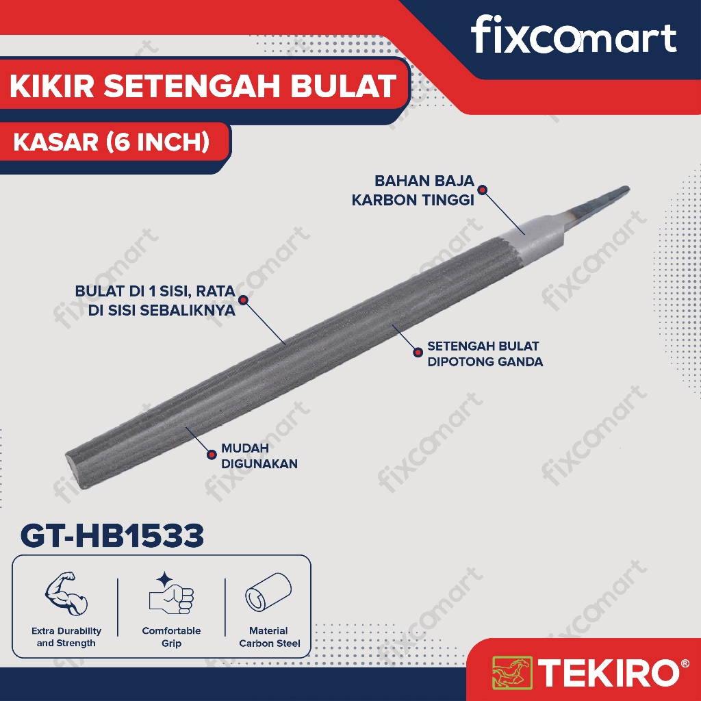 Jual Tekiro Kikir Setengah Bulat Kasar 6 Inch | Shopee Indonesia