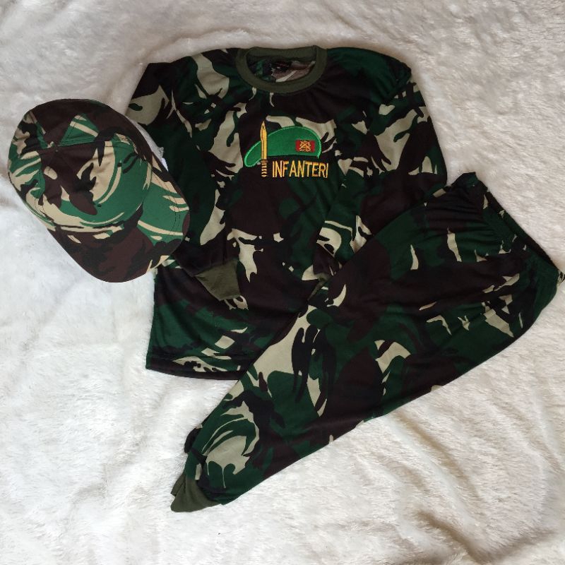 Jual Setelan satu paket kaos anak panjang plus topi komando anak loreng malvinas - setelan satu ...