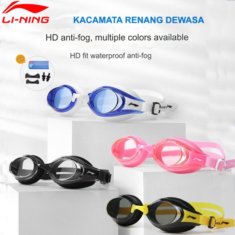 Jual Li-Ning Kacamata Renang Dewasa Swimming Goggles Anti Fog HD LXJ Lining | Shopee Indonesia