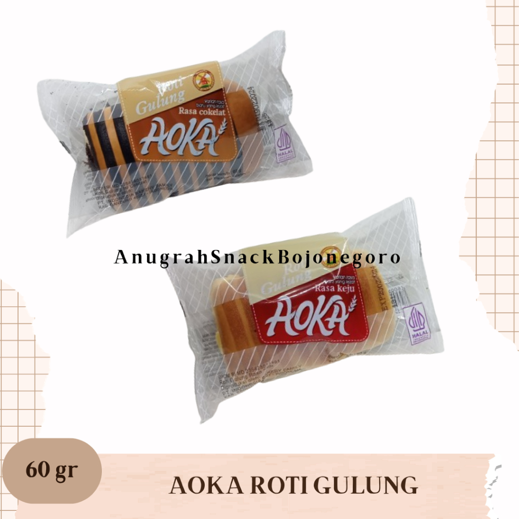 Jual Aoka Roti Gulung 60gr 2 Varian Rasa Cokelat And Keju Shopee
