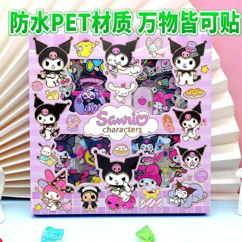 Jual Stiker Lucu 2D Sanrio Karakter Kuromi dan Melody Isi 100 Lembar per box/ Stiker Sanrio Lucu ...