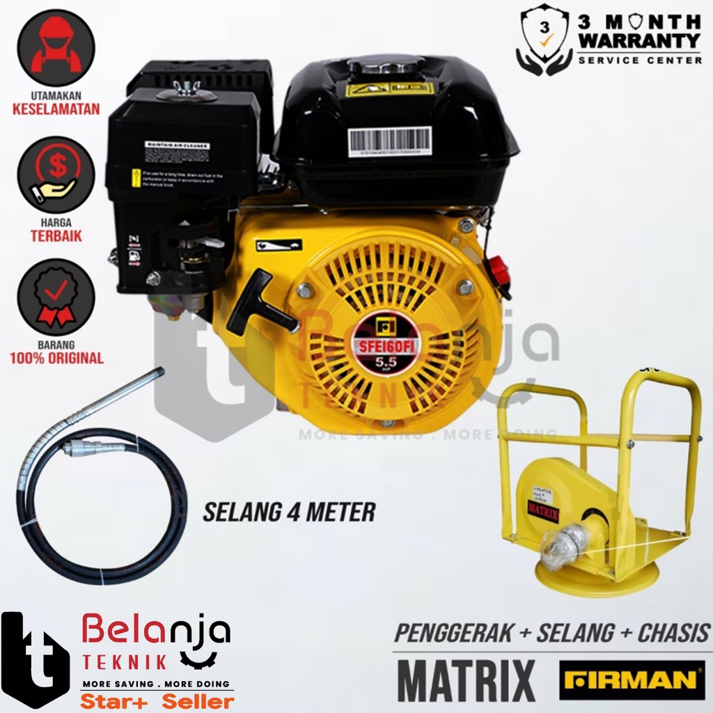 Jual Firman Mesin Concrete Vibrator Pemadat Cor Beton SFE 160 Selang 4 Meter | Shopee Indonesia