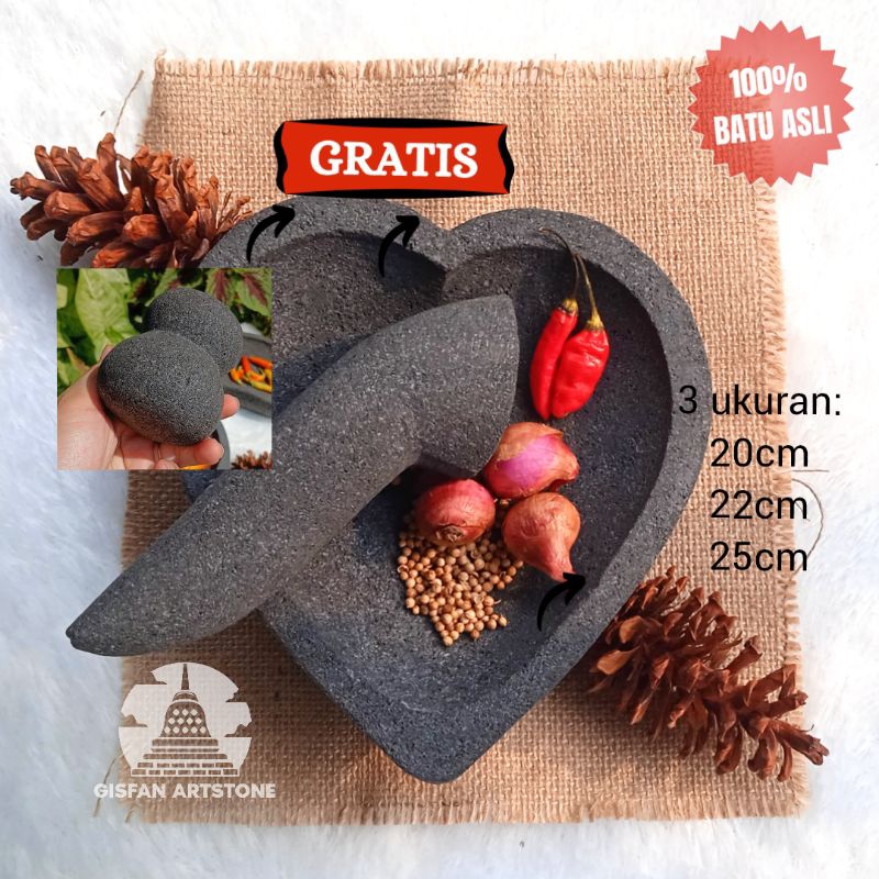Jual Cobek Love batu asli merapi (Free 2 ulegkan pistol dan inul ...