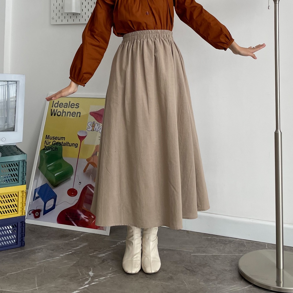 Jual YURI FLARE SKIRT / ROK LINEN KOREA / KOREAN SKIRT | Shopee Indonesia