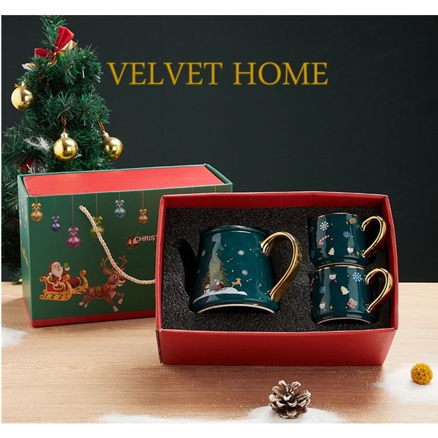 Jual Hampers tea set Natal christmas teapot 2 cangkir 5in1 Christmas ...