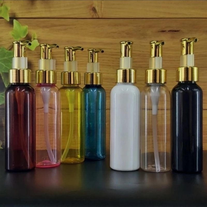 Jual BOTOL PUMP 100ML BR TUTUP PUMP CLIP OIL GOLD/BOTOL SABUN 100ML | Shopee Indonesia