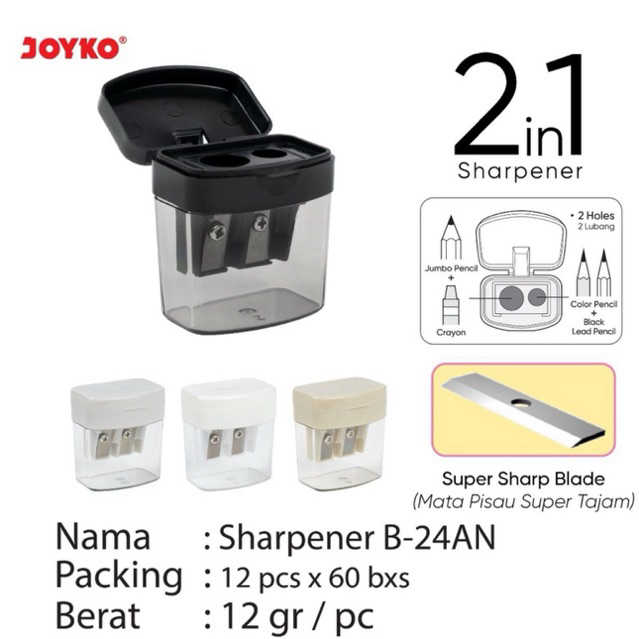 Jual ( 1 pcs ) B 23 AN Sharpener 1 lobang / Rautan B-24AN 2 Lobang ...