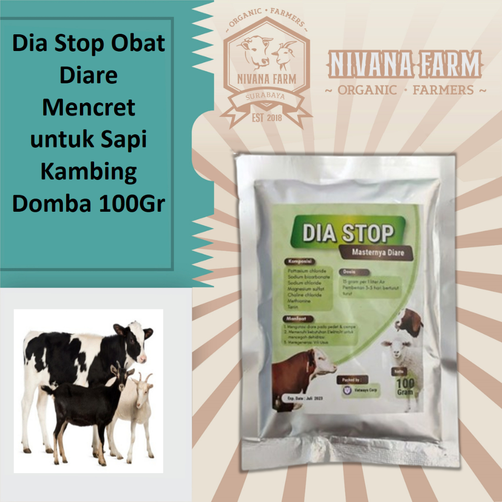 Jual Dia Stop Obat Diare Mencret untuk Sapi Kambing Domba 100Gr ...