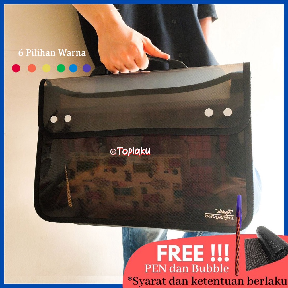 Jual COD Topla Zipper School Bag Map Tas Dokumen Plastik Kancing 4 Jinjing Besar File Folder ...