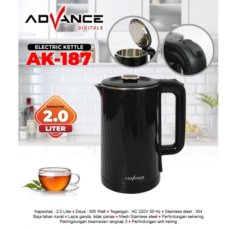 Jual Kettel Elektrik Advance AK 187 / Teko Listrik Advance AK-187 / 2.0 ...