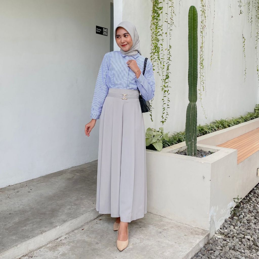 Jual Dostifashion Mira Kulot | Celana Kulot Lebar Formal Pinggang Belt ...