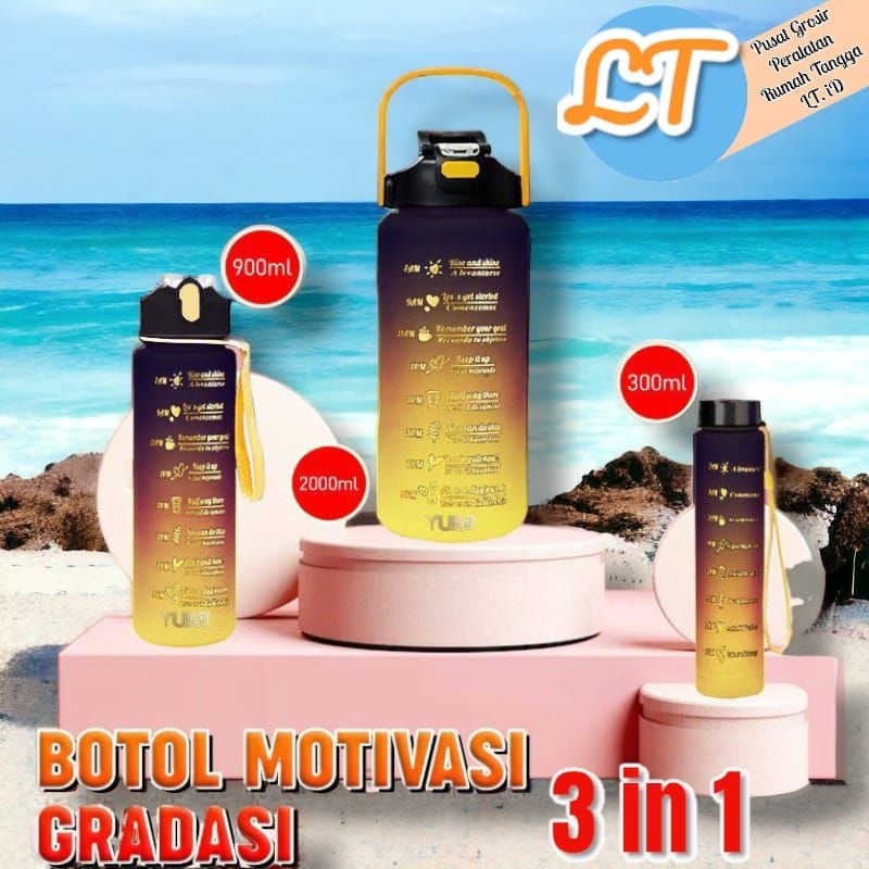 Jual (LT.ID) Botol Minum Gradasi Viral Beranak 3in1 2000ml + 900ml + 300ml Free Stiker dan ...