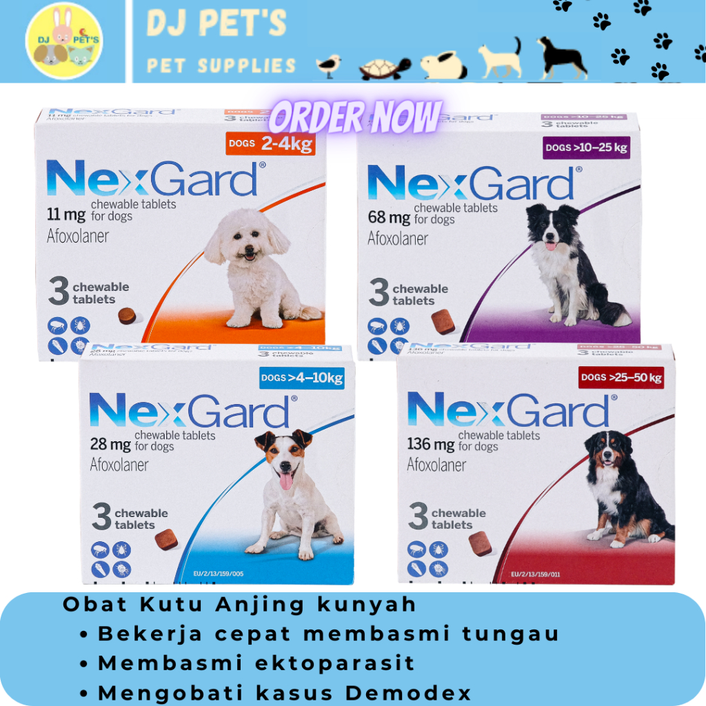 Jual Nexgard S M L XL Obat kutu ,parasit dan demodex anjing Original ...