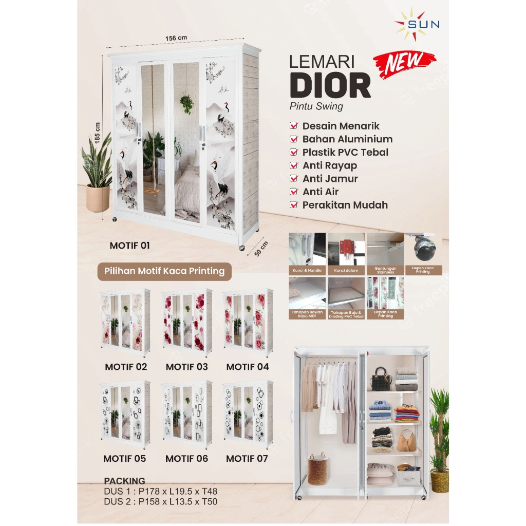 Jual Lemari Baju PVC Alumunium 4 Pintu Buka Tutup | Shopee Indonesia