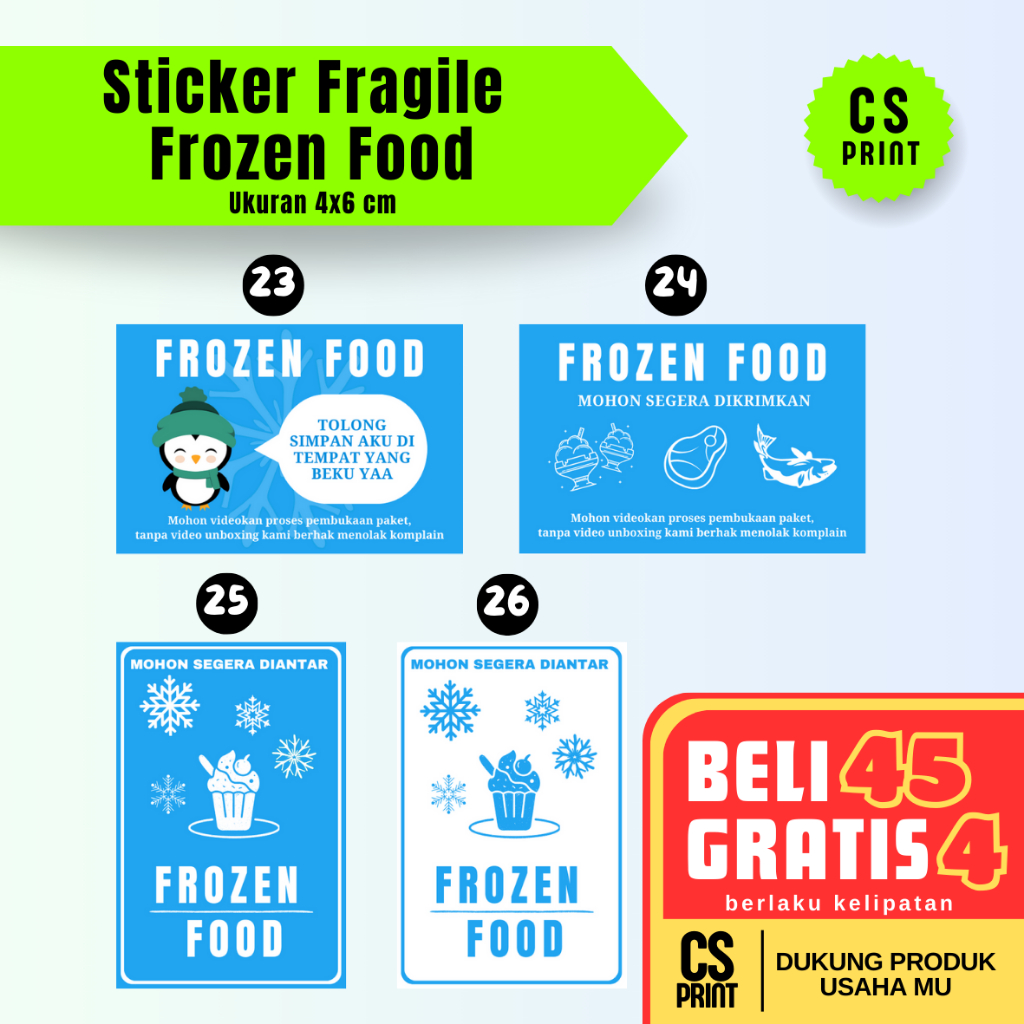Jual stiker frozen food | stiker makanan beku | ukuran 4 x 6 cm ...