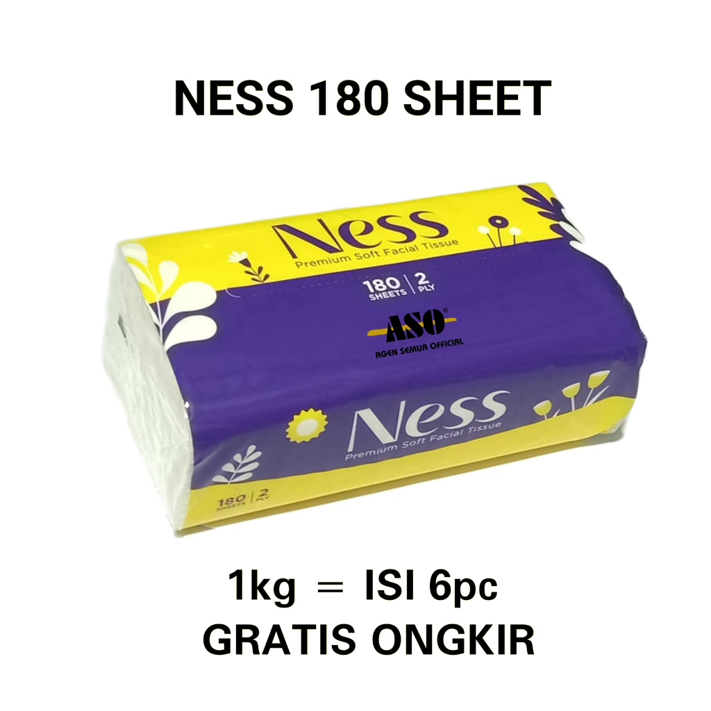 Jual Tisu Tissue NESS 180 sheet 2ply Facial tissue PROMO !!! | Shopee ...
