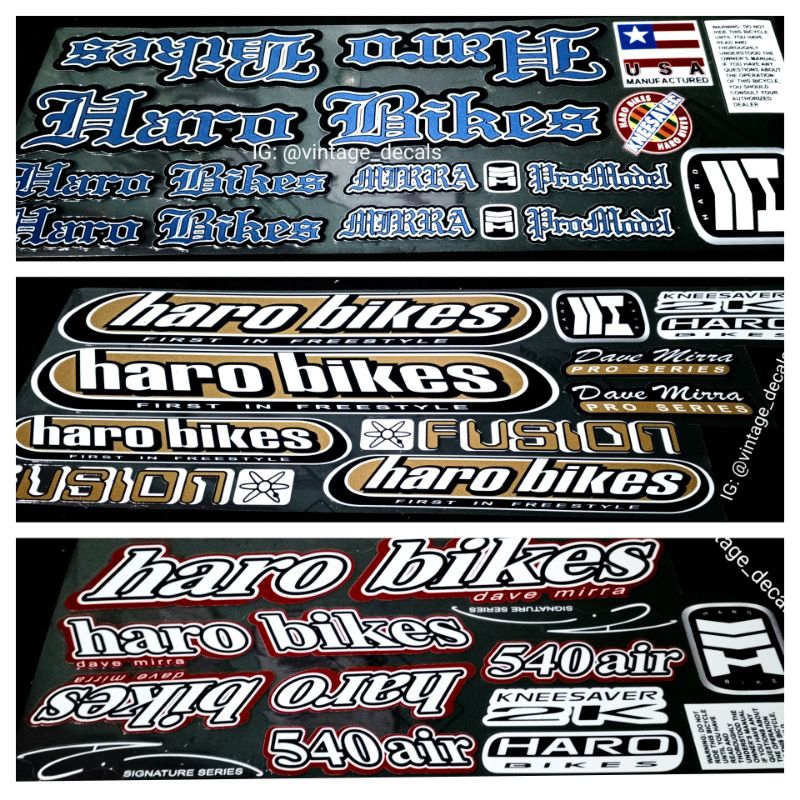 Jual sticker decals replacement OS BMX HARO Dave Mirra 540 air pro ...