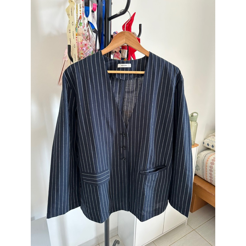 Jual Saba Modest Navy Stripes Blazer | Shopee Indonesia