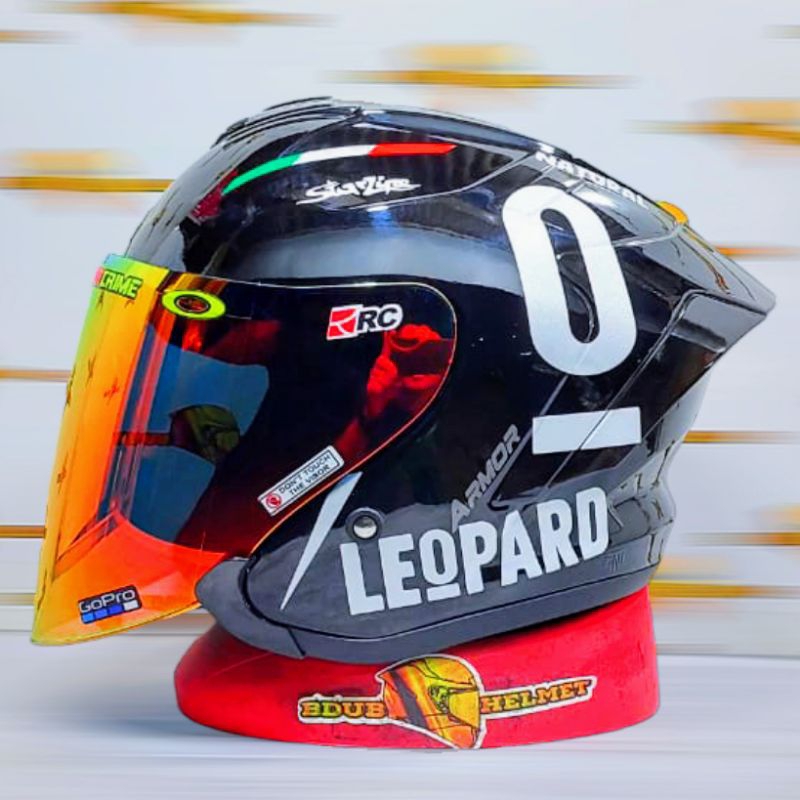 Jual Helm JS ARMOR motif Leopard Black dof paket ganteng spoiler 3D ...