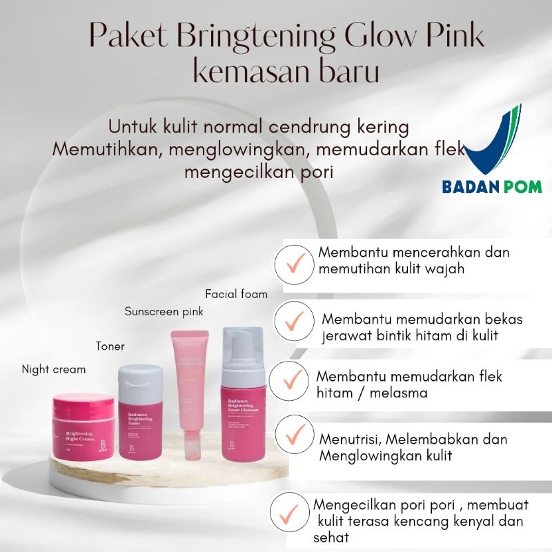 Jual PAKET BRIGTENING GLOW PINK BG SKIN KEMASAN BARU | Shopee Indonesia