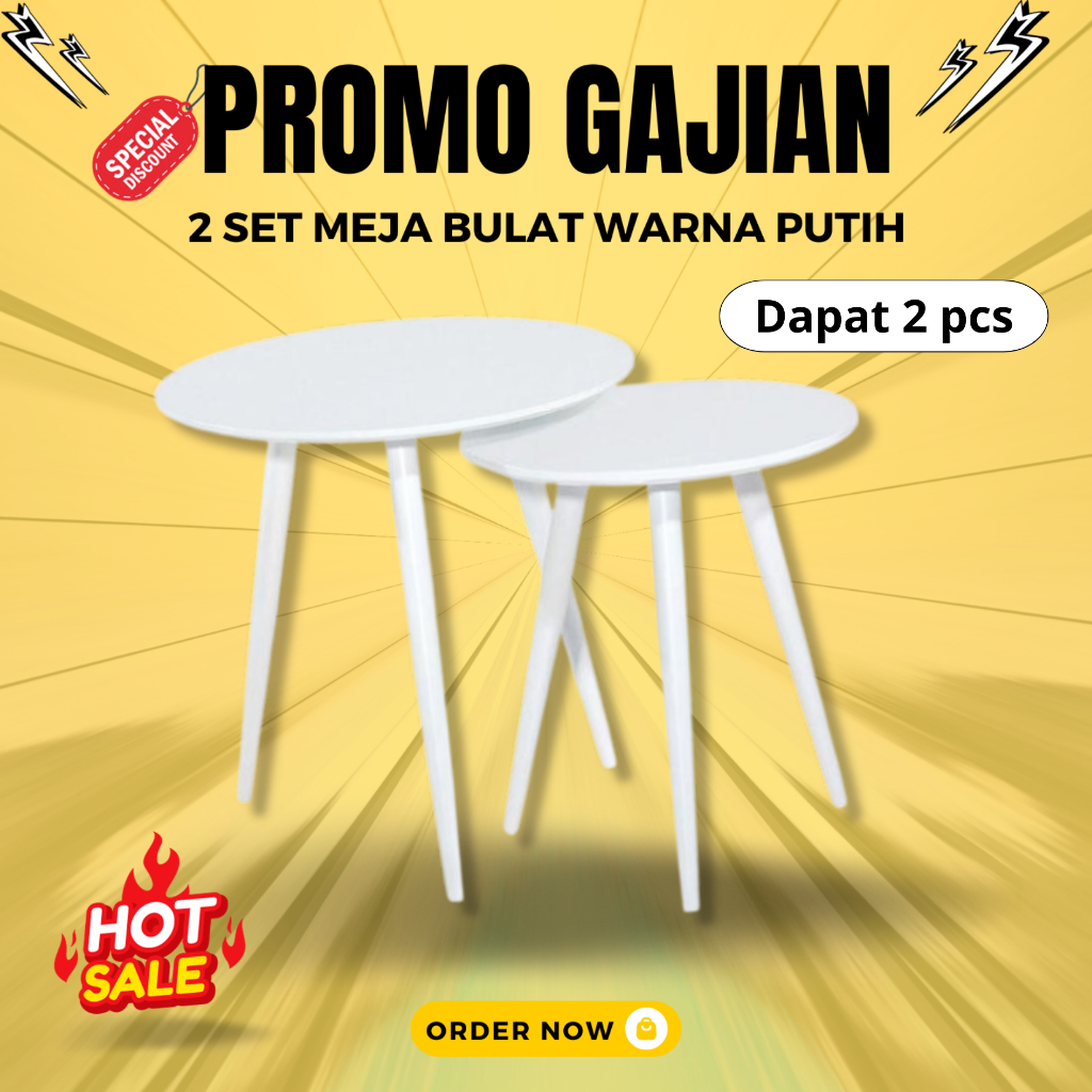 Jual 2 SET MEJA BULAT MINIMALIS WARNA PUTIH/MEJA HIAS RUANG TAMU VIRAL ...