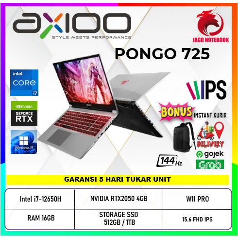 Jual Axioo Pongo 725 RTX2050 i7-172650H 16gb 512SSD 15.6 FHD 144Hz RGB ...