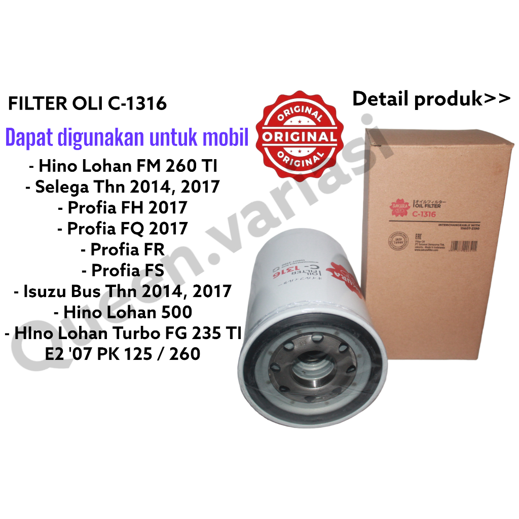 Jual FILTER OLI SAKURA HINO LOHAN 500/HINO LOHAN TURBO/HINO LOHAN FM C ...