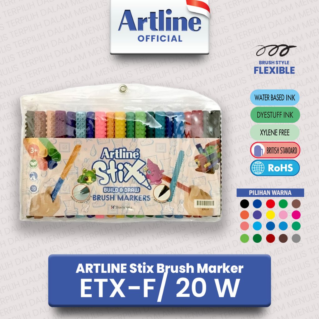Jual ARTLINE STIX Spidol Brush Marker Pen Kuas Lettering Calligraphy ...