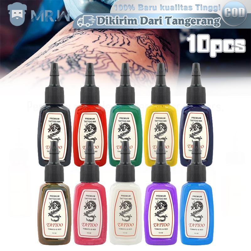 Jual 10pcs Tinta Tato Permanen Tato Tinta Set 10 Warna 15ml Ink Tato ...