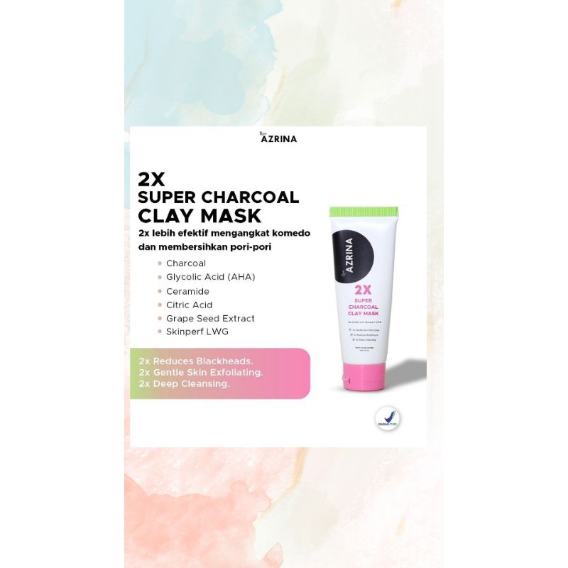 Jual azrina 2x super charcoal clay mask 25ml | Shopee Indonesia