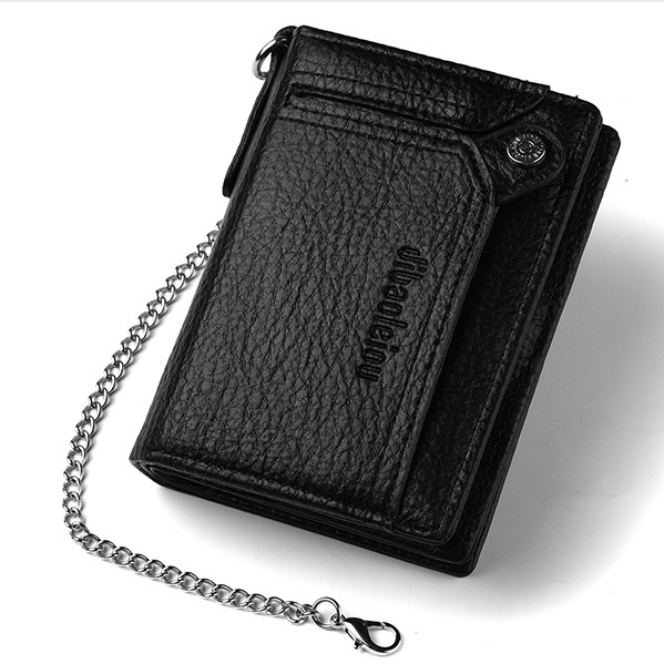 Jual DOMPET LIPAT PRIA RANTAI KULIT HITAM NEMARO WA865B5 ANTI MALING ...