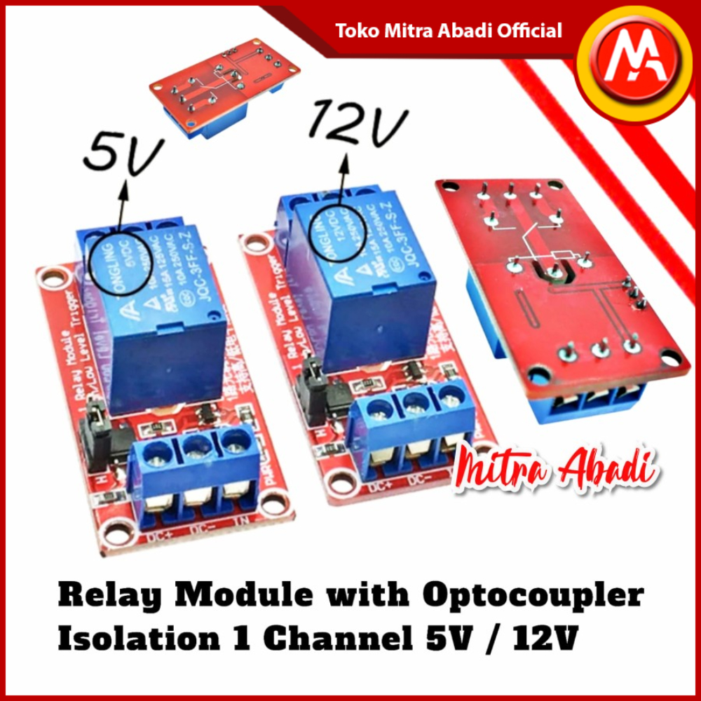 Jual Relay Module with Optocoupler Isolation 1 Channel DC 5V / DC 12V | Shopee Indonesia