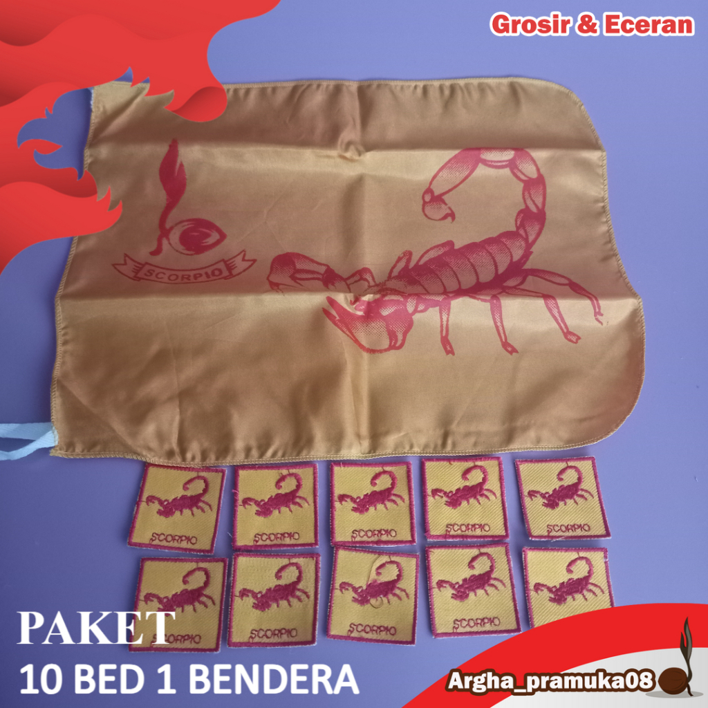 Jual Paket Tanda Regu Pramuka Putra Scorpio 10 Bed 1 Bendera | Shopee ...