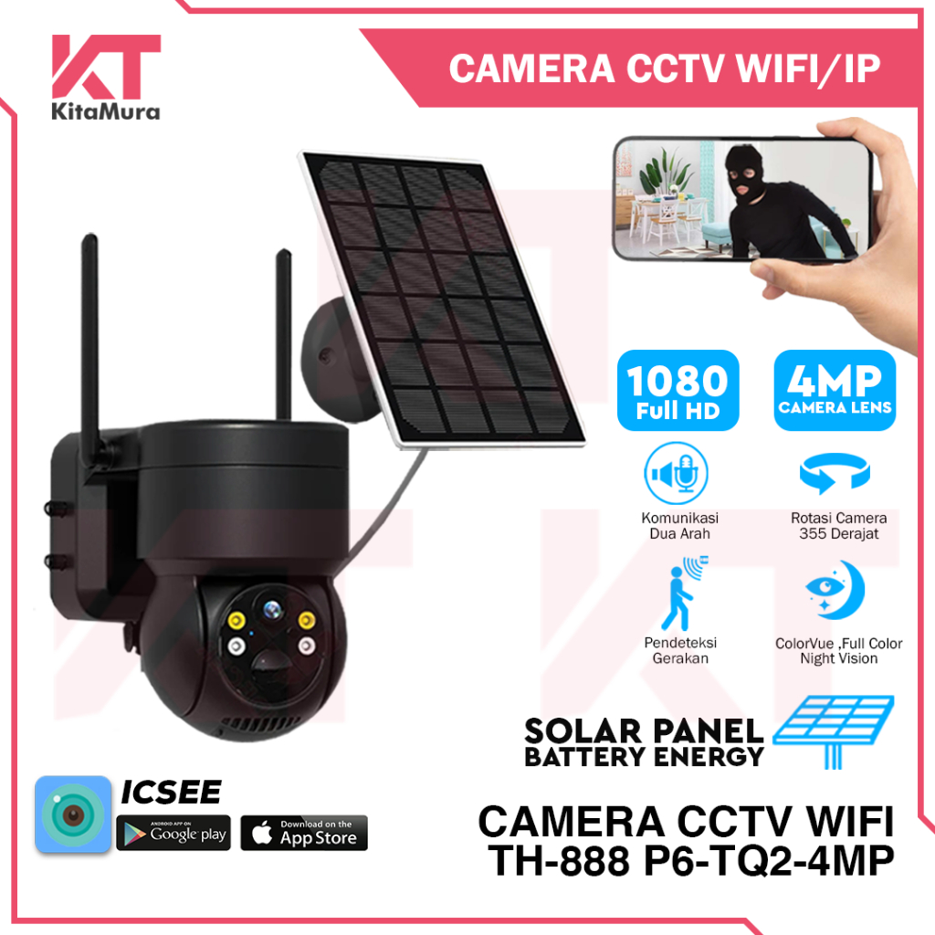 Jual Camera CCTV PTZ Solar Panel, 4MP Ultra HD Resolusi, ColorVue ...