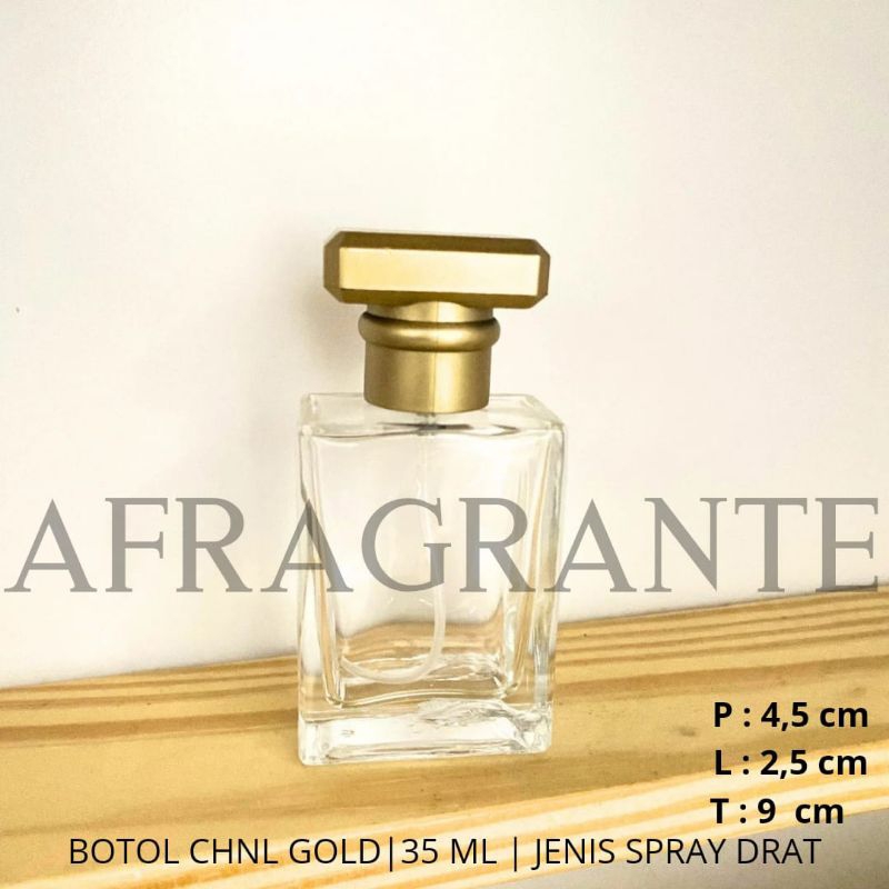 Jual botol parfum chnl gold 30 ml drat- botol parfum mewah gold- bottle perfume 30 ml- botol ...