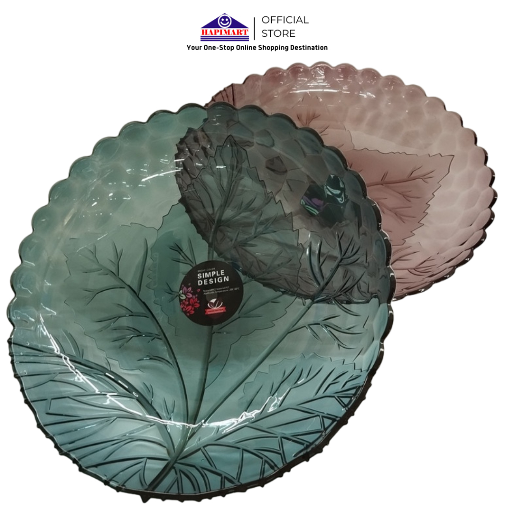 Jual Nampan Round Bening Motif Daun/Nampan Tatakan Plastik Kristal/Baki ...