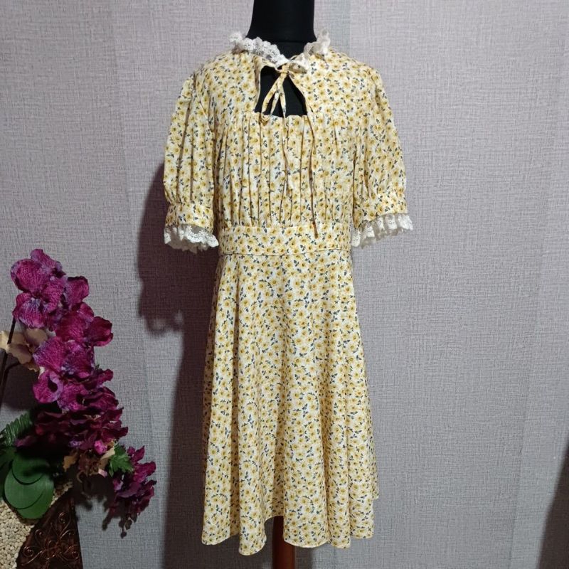 Jual DRESS VINTAGE SIFON BUNGA, DRESS LENGAN BALON PREMIUM | Shopee ...