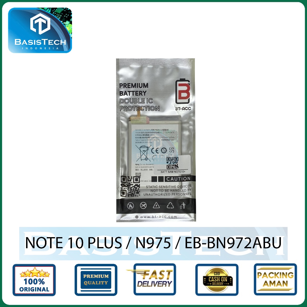 Jual BATERAI SAMSUNG NOTE 10 PLUS N975 EB-BN972ABU BT-ACC BASISTECH DOUBLE IC POWER PROTECTION ...