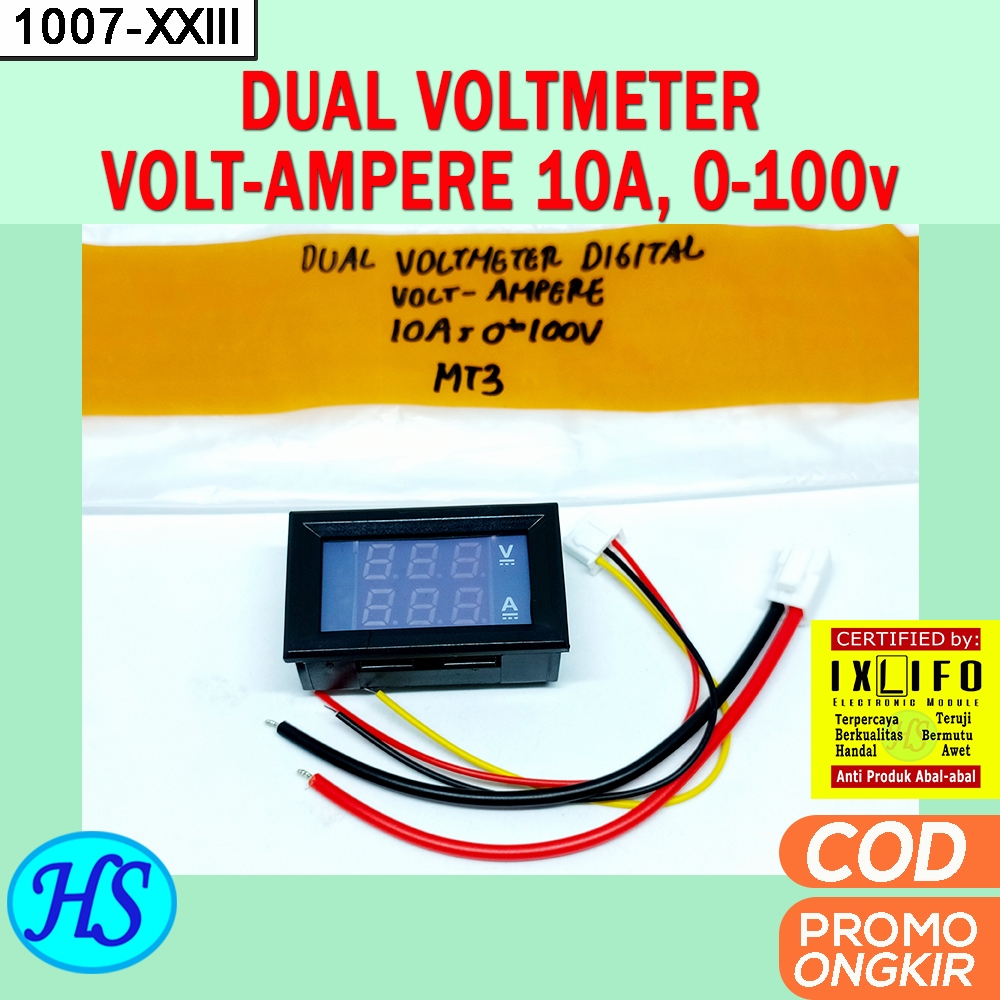 Jual Voltmeter Amperemeter Digital Dual Display 100V 10A LED Volt Ammeter | Shopee Indonesia