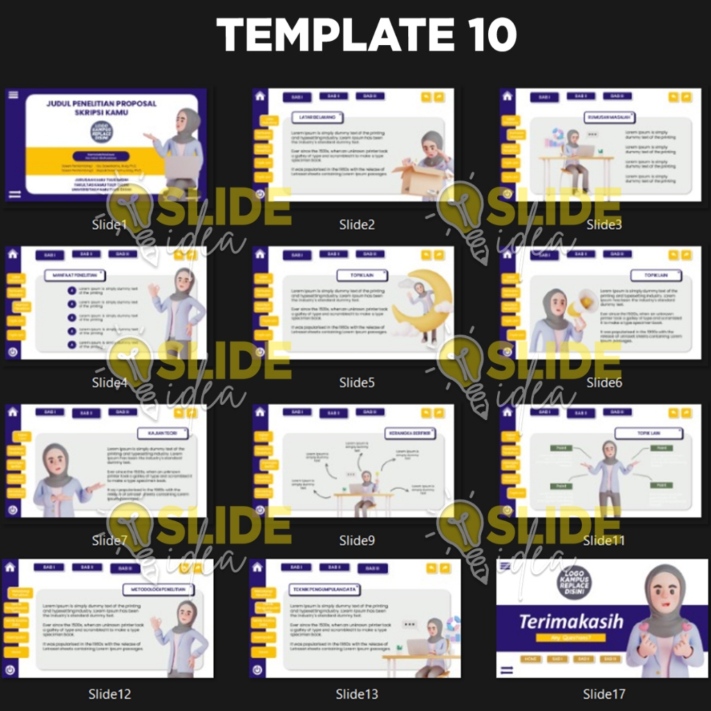 Jual Template PPT Seminar Proposal Skripsi Animasi Sempro Tugas Akhir ...