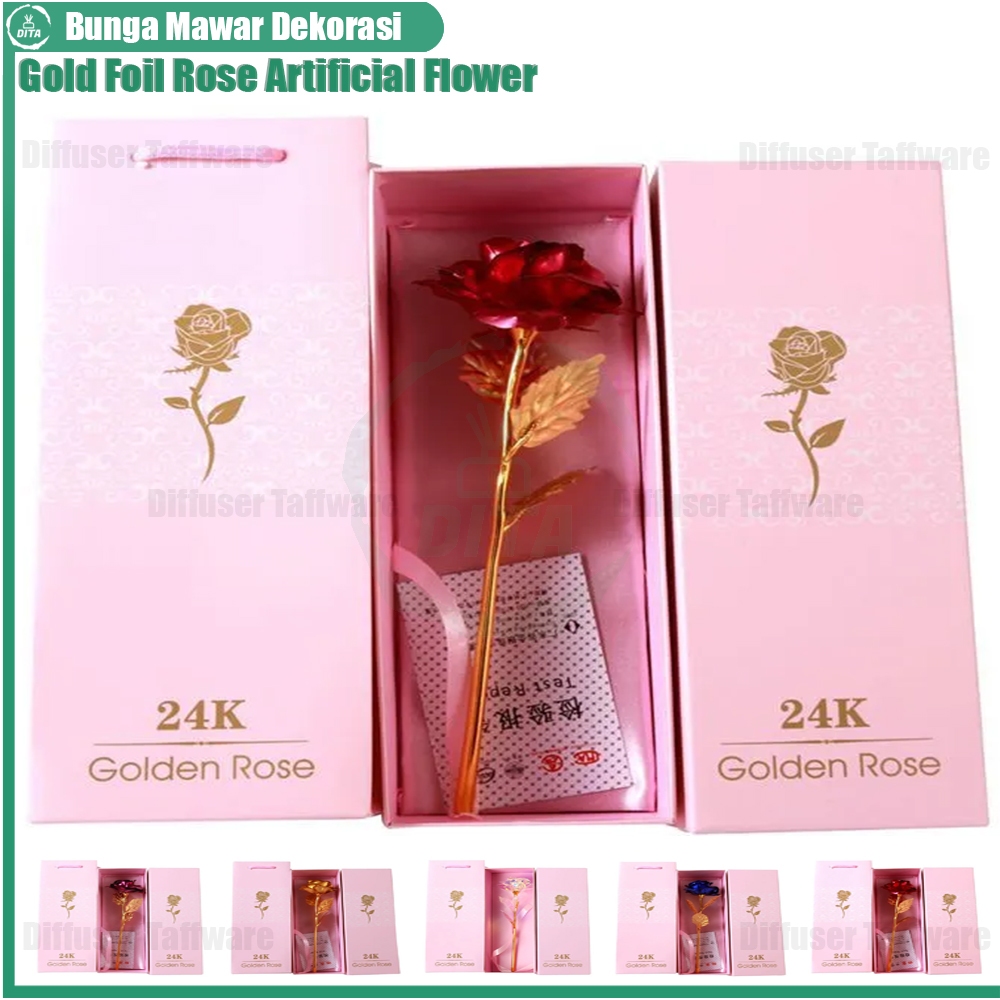 Jual Wonder Time Bunga Mawar Dekorasi Gold Foil Rose Artificial Flower ...