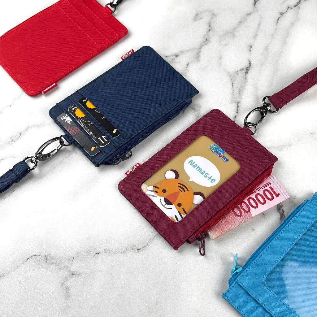 Jual ID card holder hanging wallet name tag kartu lanyard zipper polos ...