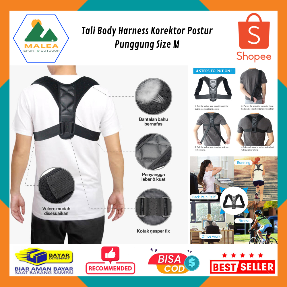 Jual Tali Body Harness Korektor Postur Punggung Size M / Penyangga ...
