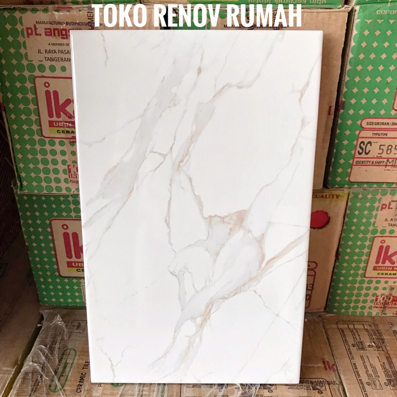 Jual keramik dinding 25x40 putih motif carara (glossy)/ keramik dinding kamar mandi/ keramik ...