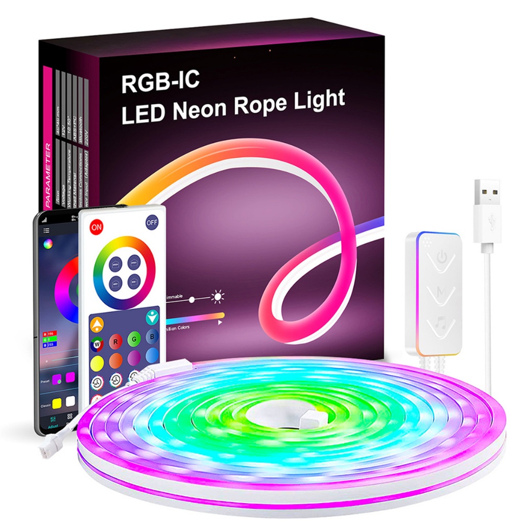 Jual Lampu Neon Flex Running RGB Remote 3 Meter Led Strip Bluetooth USB ...