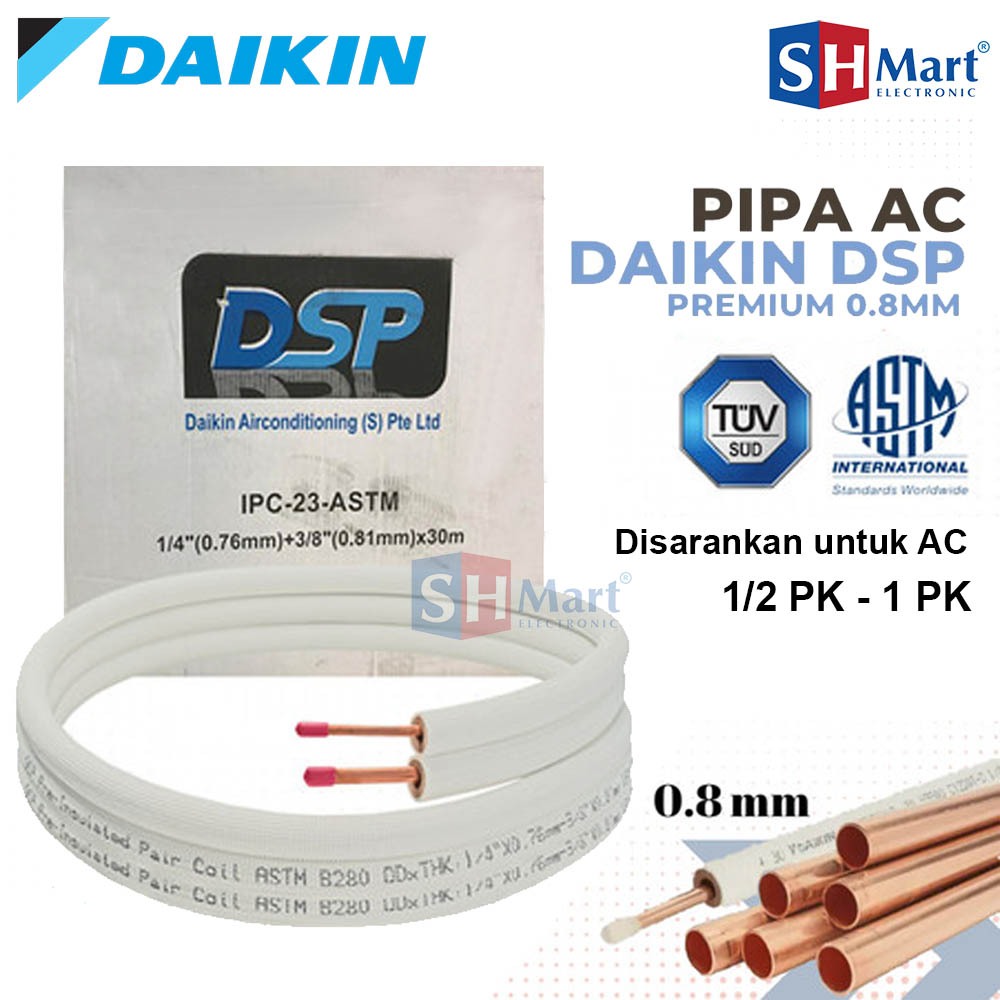 Jual PIPA DAIKIN TEBAL 0.8 MM 1/4 3/8 - IPC-23-ASTM (1/2 PK - 1 PK) ORIGINAL DAIKIN INSTAN ...