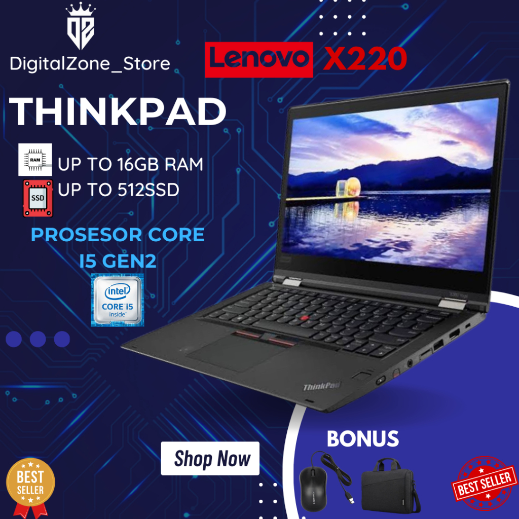 Jual Laptop Lenovo Thinkpad X220 Core I5 Gen 2 RAM 4GB SSD 128GB Like baru Mulus Bergaransi 1 ...