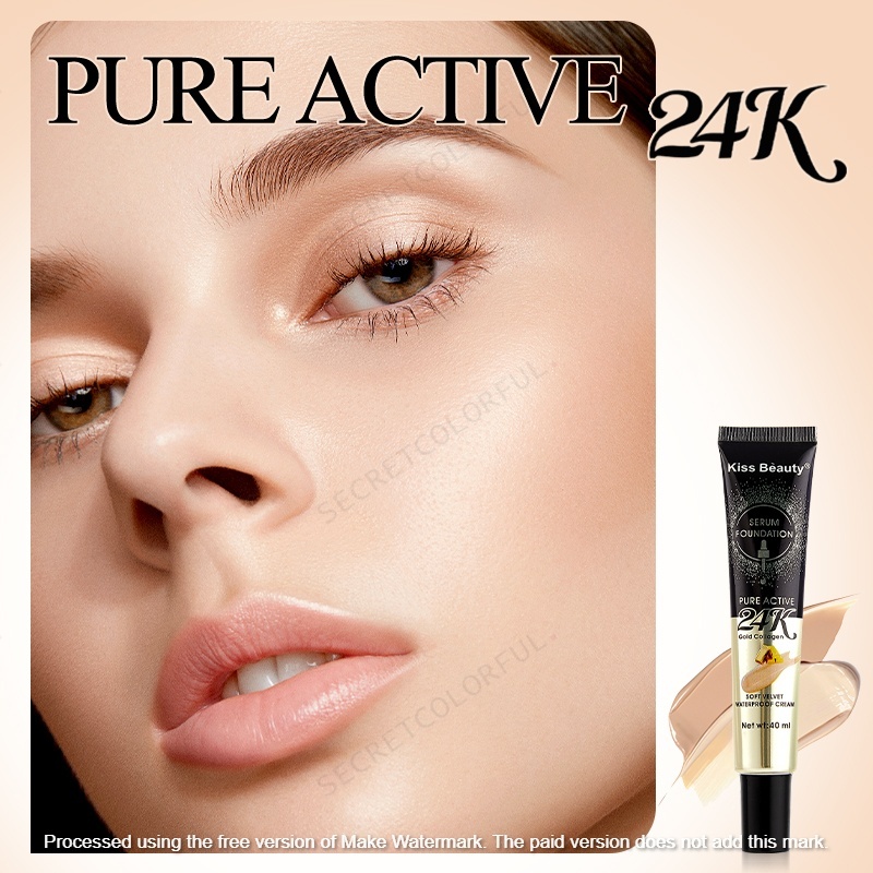 Jual KISS BEAUTY Serum Foundation Pure Active 24K Two Colour Selectable Gold Collagen | Shopee ...