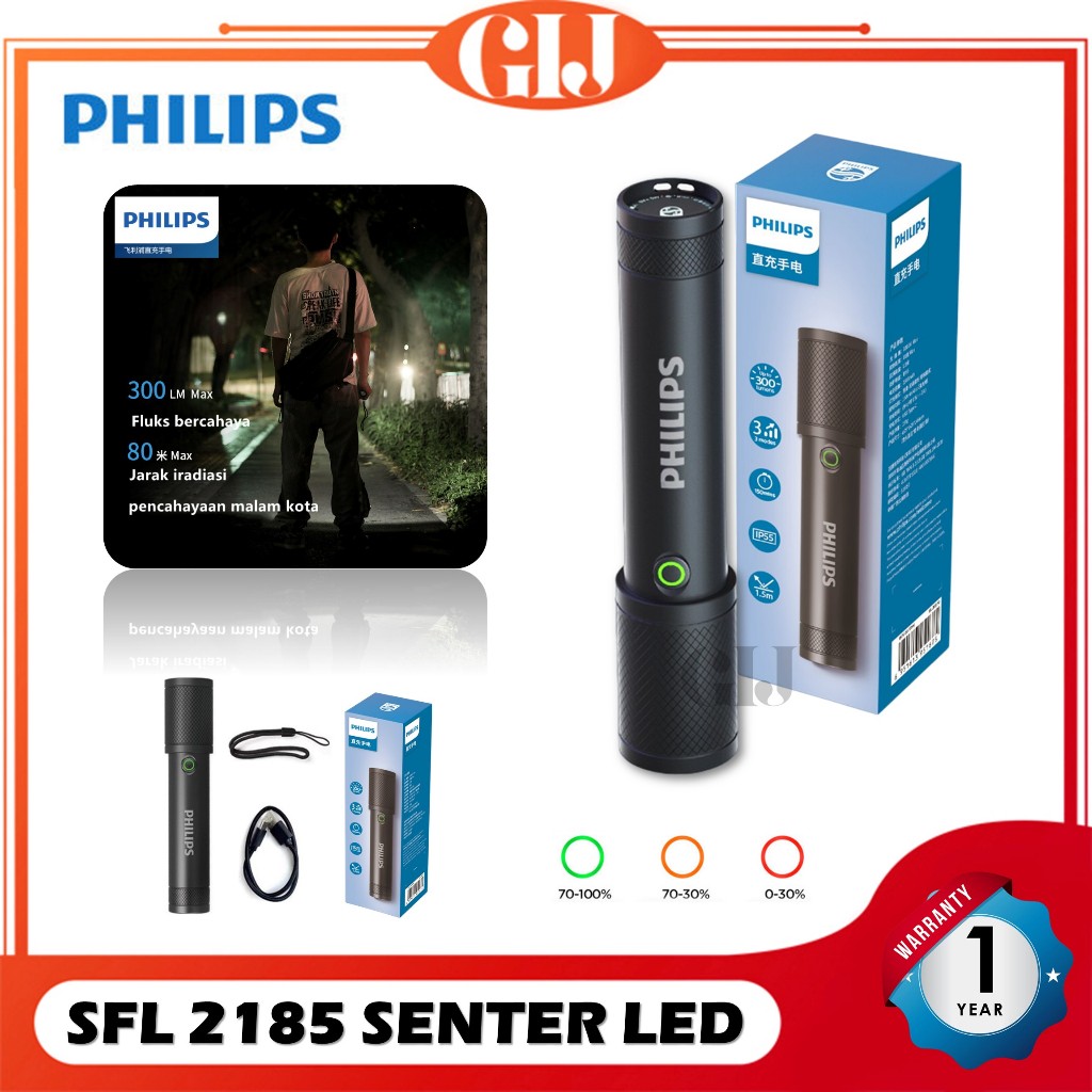 Jual Philips Lampu Senter LED SFL2185 / Senter Police Swat Flashlight ...