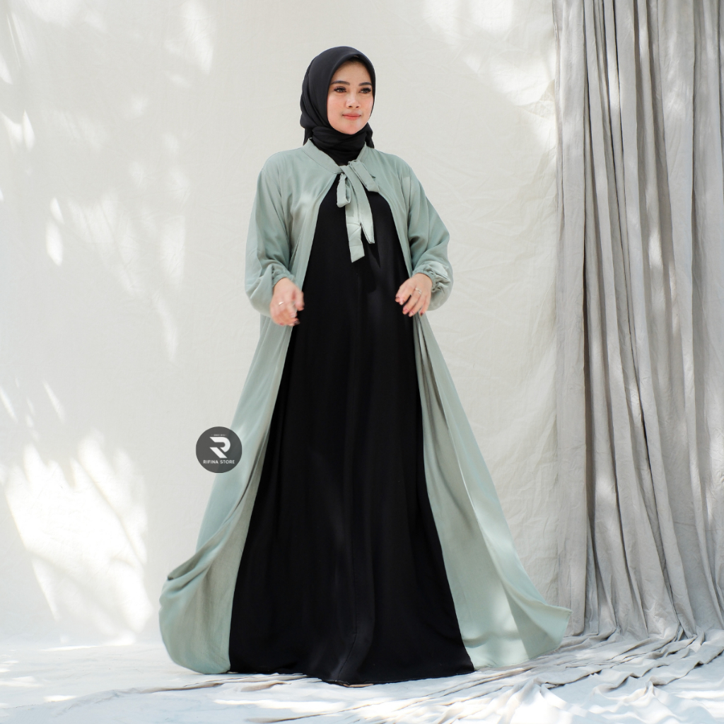 Jual Rifina Kaftan Amora Rayon Premium Busui Super Jumbo Dress Outer ...